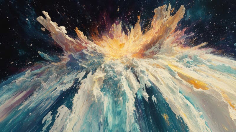 Abstract Cosmic Explosion with Vibrant Colors Stock Illustration ...