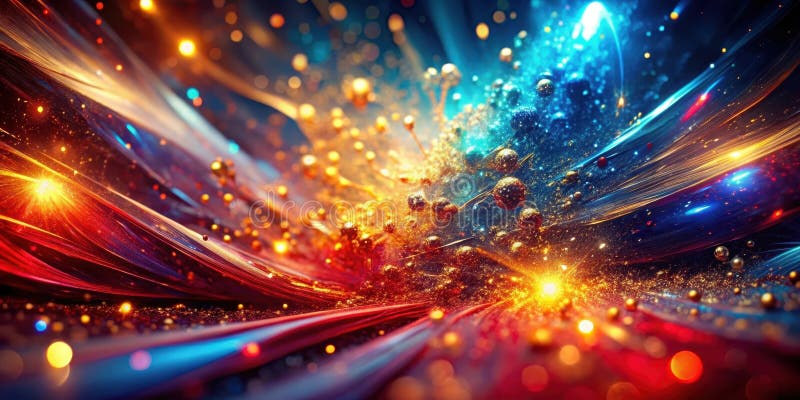 Abstract Cosmic Explosion of Vibrant Hues and Glittering Particles ...