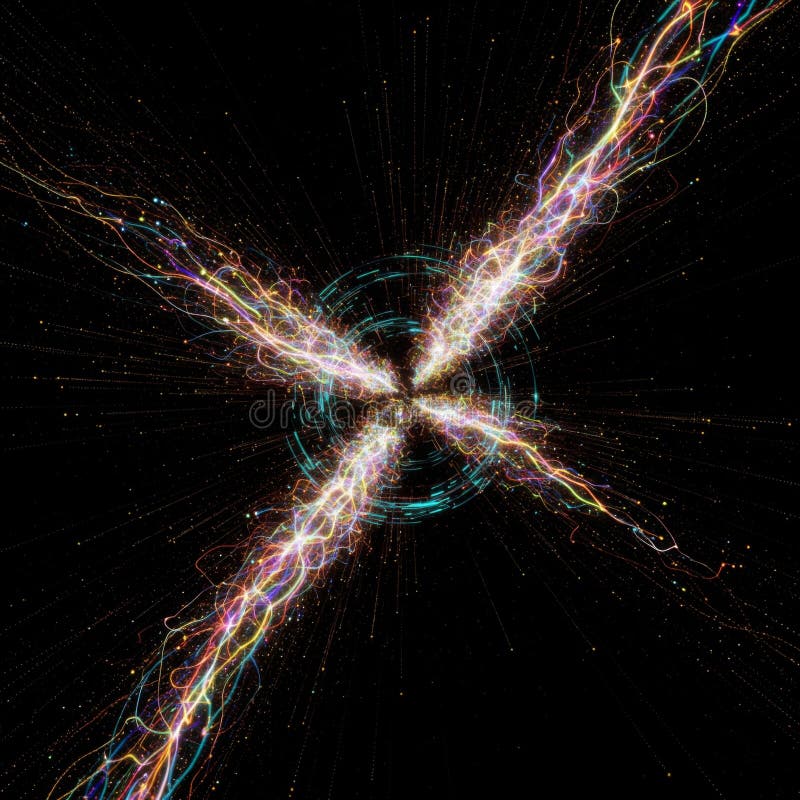 Abstract Cosmic Explosion with Vibrant Light Streaks Stock Illustration ...