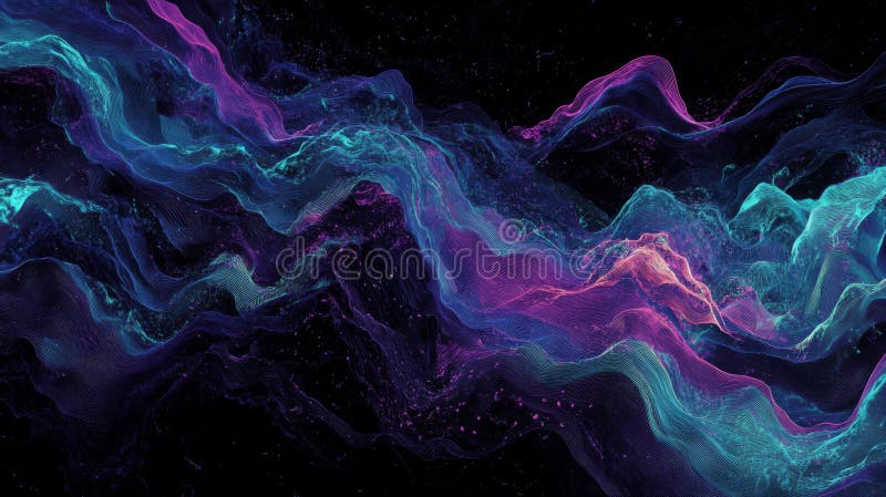 Abstract Cosmic Flow of Glowing Particles and Nebula Stock Illustration ...
