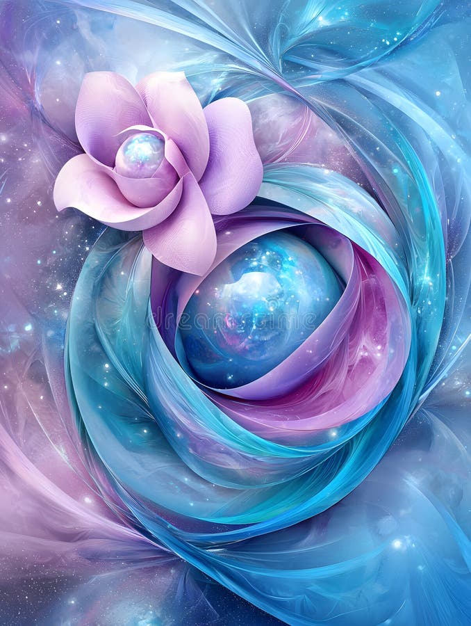 Abstract Cosmic Flower Design in Soft Colors Stock Photo - Image of ...