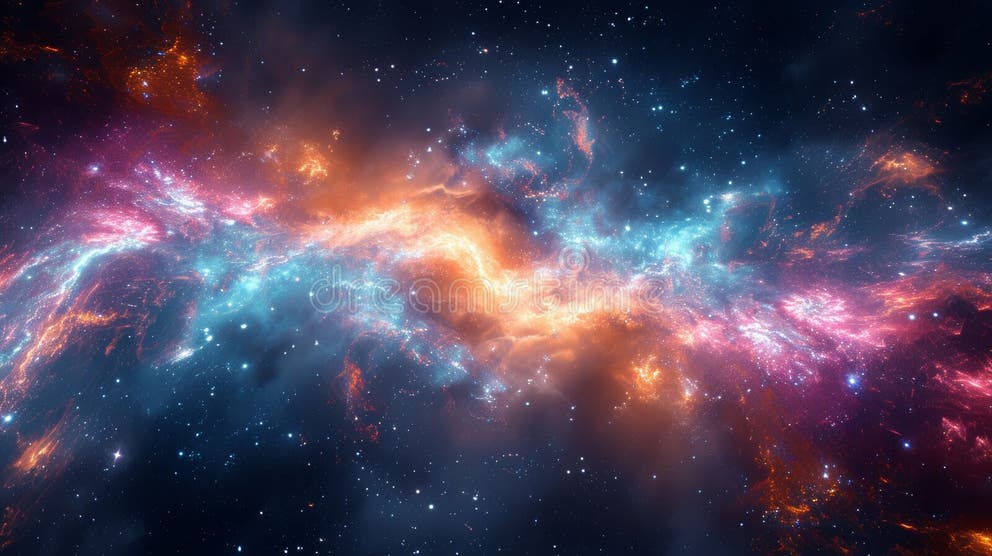 An Abstract Cosmic Fusion of Galaxies and Digital Elements, Signifying ...