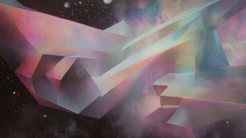 Abstract Cosmic Geometric Shapes in Pastel Colors Stock Illustration ...