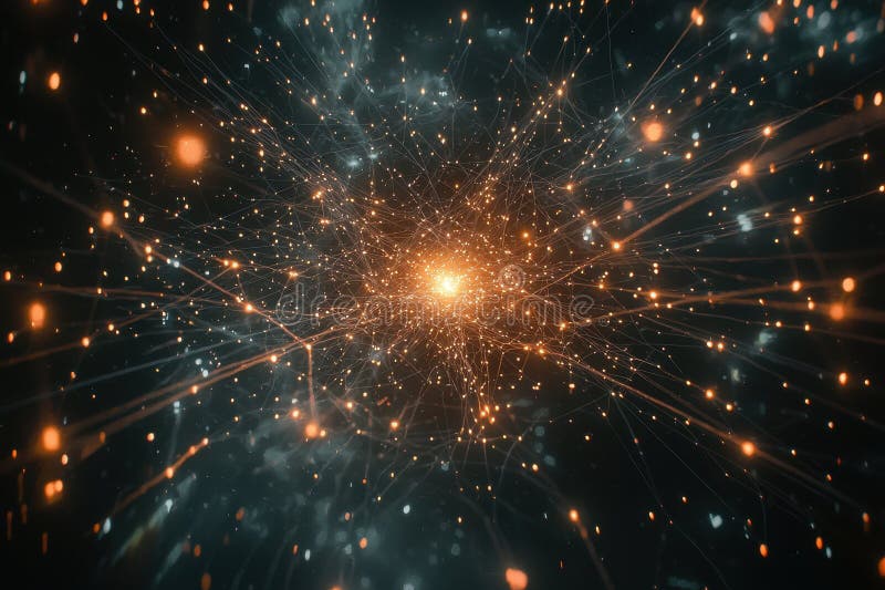 Abstract Cosmic Illustration with Glowing Particles and Dynamic Lines ...