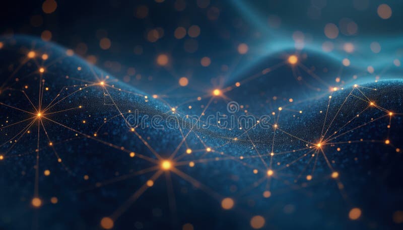 Abstract Cosmic Illustration Shows Glowing Network of Points, Lines ...