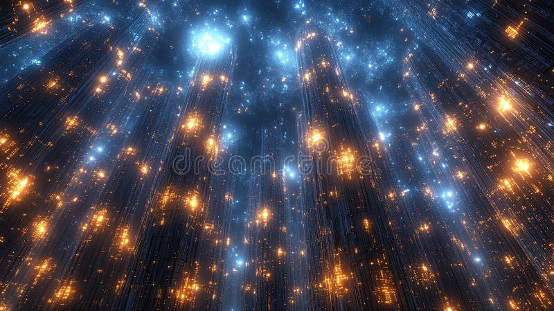 Abstract Cosmic Light Beams, Digital Art Background Stock Illustration - Illustration of digital ...
