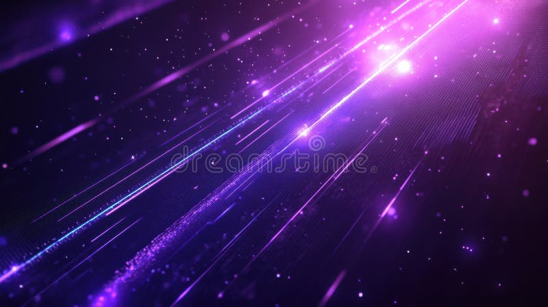 Abstract Cosmic Light Streaks in Dark Purple Space with Glowing Stars ...