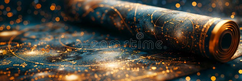 Abstract Cosmic Map with Glowing Constellations, Representing Space ...