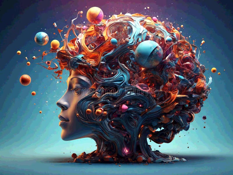 Abstract Cosmic Mind, Conceptual Digital 3d Illustration Stock ...