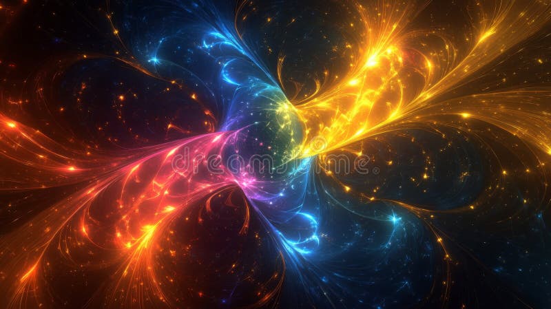 Abstract Cosmic Nebula Colorful Energy Streams Stock Illustration ...