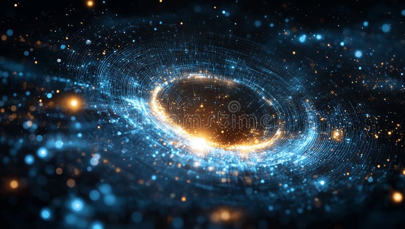 Abstract Cosmic Nebula Digital Art Blue Gold Galaxy Space Background ...