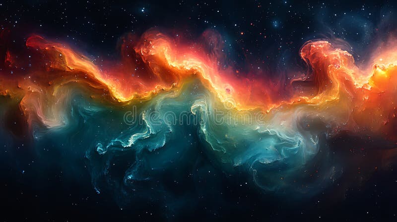 Abstract Cosmic Nebula with Flowing Clouds of Gas and Dust in Vibrant ...