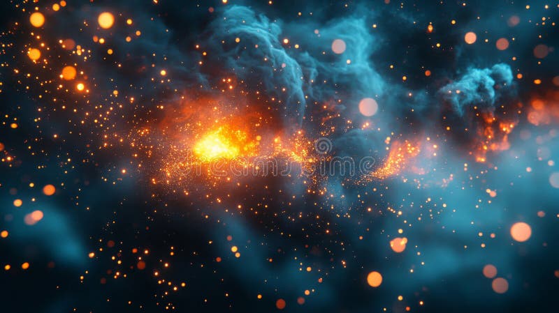 Abstract Cosmic Nebula Glowing Sparks and Dust Stock Illustration ...