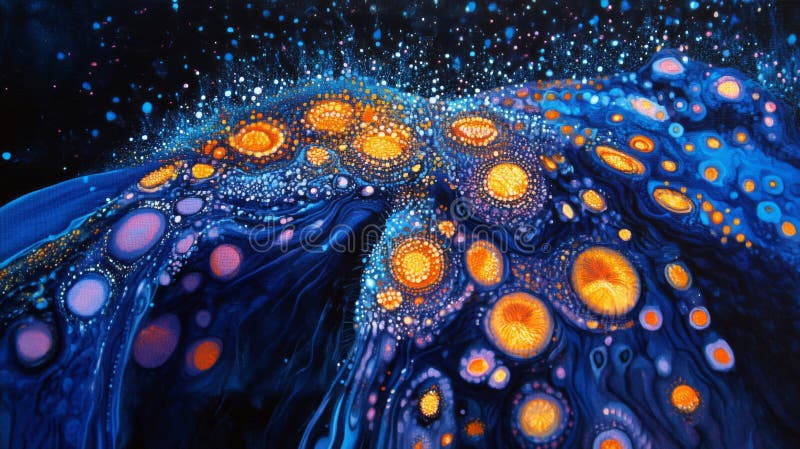 Abstract Cosmic Nebula Painting with Vibrant Colors Stock Illustration ...