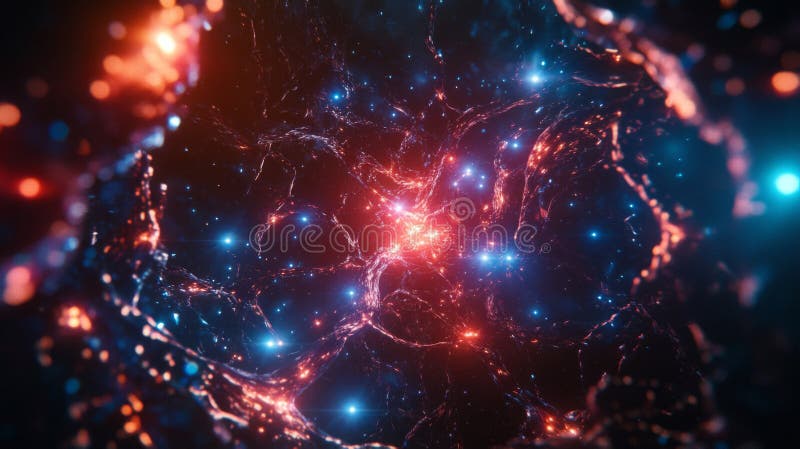 Abstract Cosmic Nebula Red Blue Energy Flow Stock Illustration ...