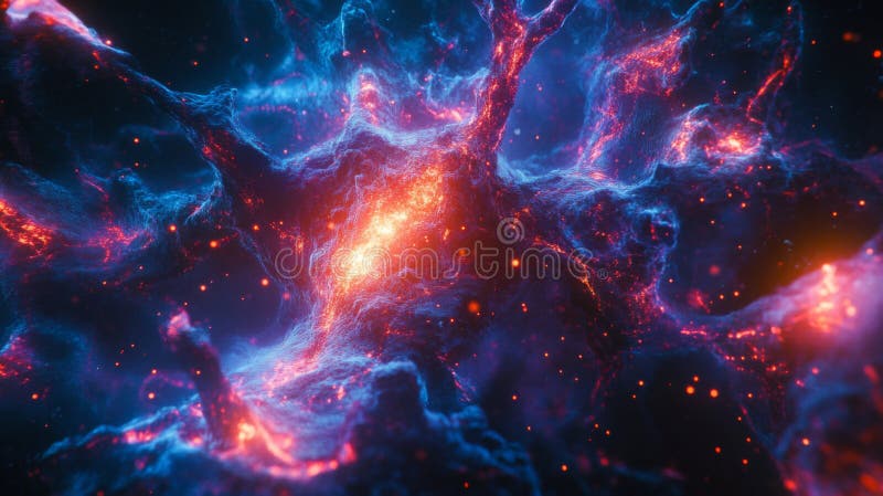 Abstract Cosmic Nebula Red Blue Energy Flow Stock Illustration ...