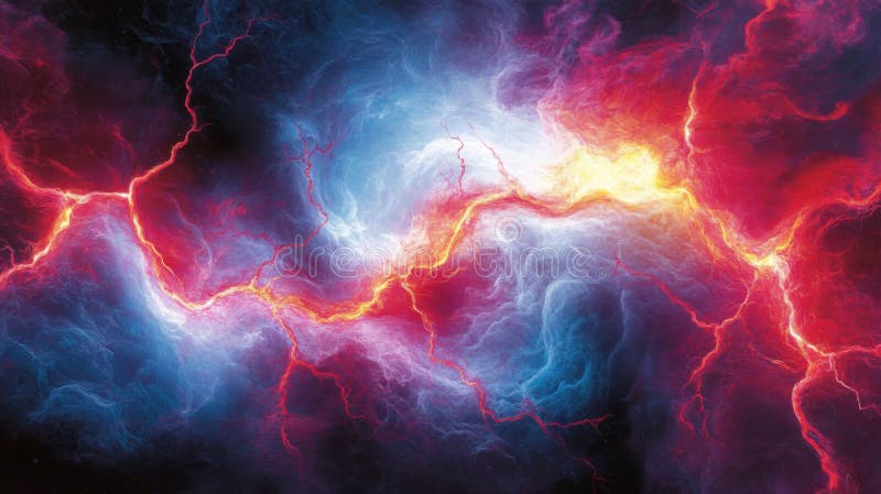 Abstract Cosmic Nebula Red Blue Energy Flow Stock Illustration ...