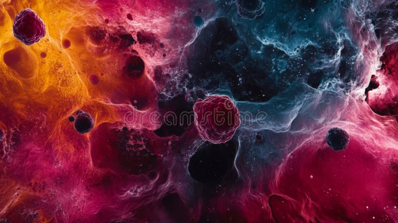 Abstract Cosmic Nebula Red and Blue Swirling Colors Stock Illustration ...