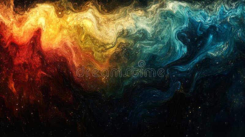 Abstract Cosmic Nebula with Red Orange Yellow and Blue Swirls Stock ...