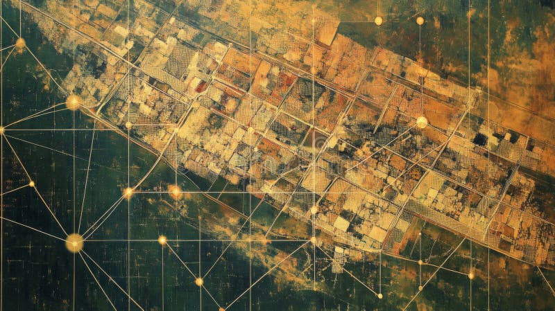 Abstract Cosmic Network Golden Yellow Green Texture Space Background ...