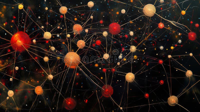 Abstract Cosmic Network Painting with Glowing Particles Stock ...