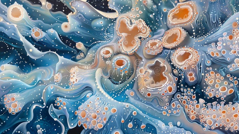 Abstract Cosmic Ocean with Organic Forms and Fluid Patterns for Modern ...