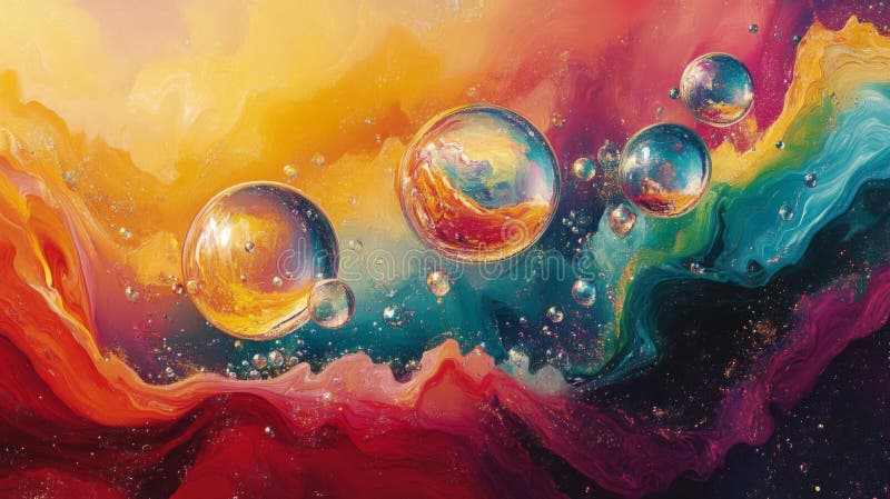 Abstract Cosmic Oil Bubbles Swirling Colors Stock Illustration ...