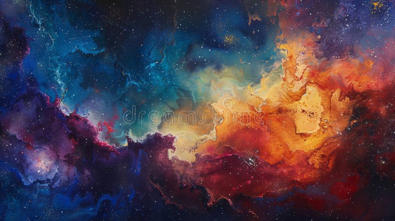 Abstract Cosmic Painting with Vibrant Colors Stock Photo - Image of ...