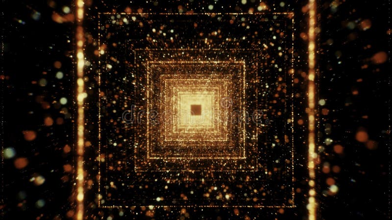 Abstract Cosmic Pattern with Endless Flying Rectangles. Motion. Golden ...