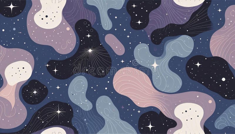 Abstract Cosmic Pattern with Pastel and Dark Shapes. Stock Illustration ...