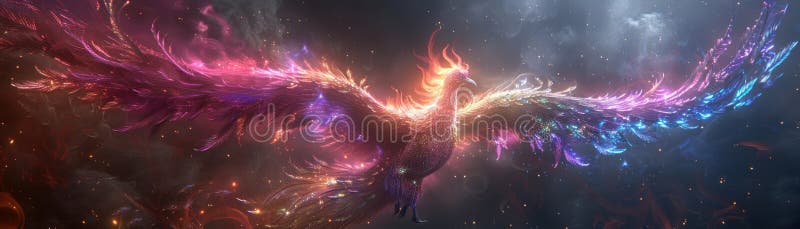 Abstract Cosmic Phoenix with Vibrant Wings Stock Photo - Image of wing ...