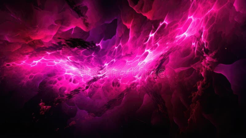 Abstract Cosmic Pink Lightning on Dark Background Stock Illustration ...