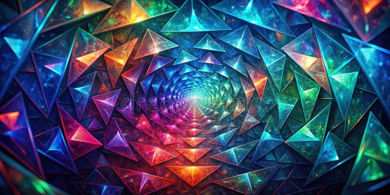 Abstract Cosmic Pyramid Vortex a Kaleidoscope of Vibrant Hues and ...