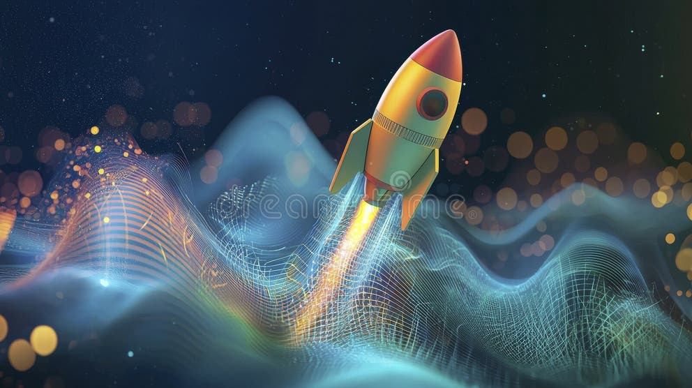 Abstract Cosmic Rocket Getting Ready for Takeoff Stock Illustration ...