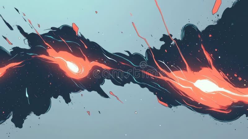 Abstract Cosmic Scene with Fiery Elements and Dark Clouds Stock ...