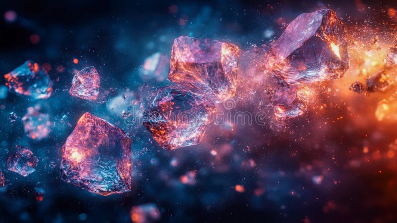 Abstract Cosmic Sparkling Gemstones in Space with Glowing Light Effects ...