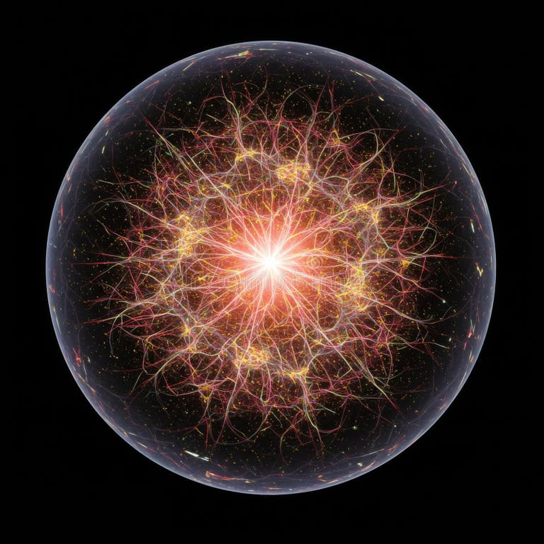 Abstract Cosmic Sphere with Glowing Energy Explosion Stock Illustration ...