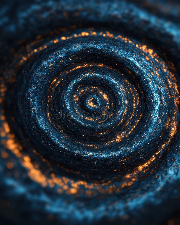Abstract Cosmic Spiral Dark Blue Galaxy Glittering Gold Dust High ...