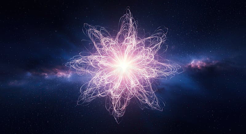 Abstract Cosmic Star Explosion in Deep Space with Swirling Light ...