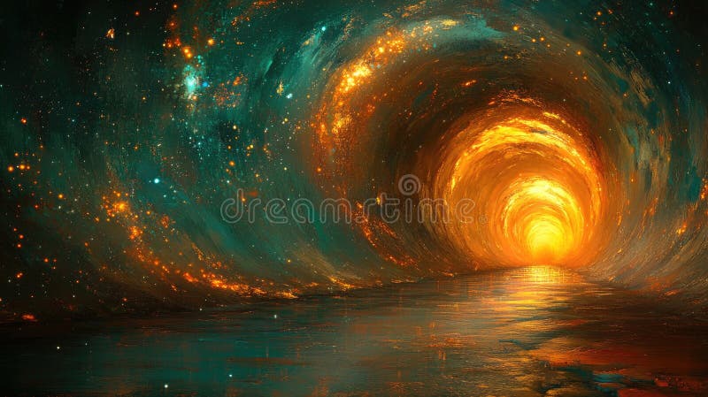 Abstract Cosmic Tunnel, Ethereal Space, Otherworldly Passage, Visual ...
