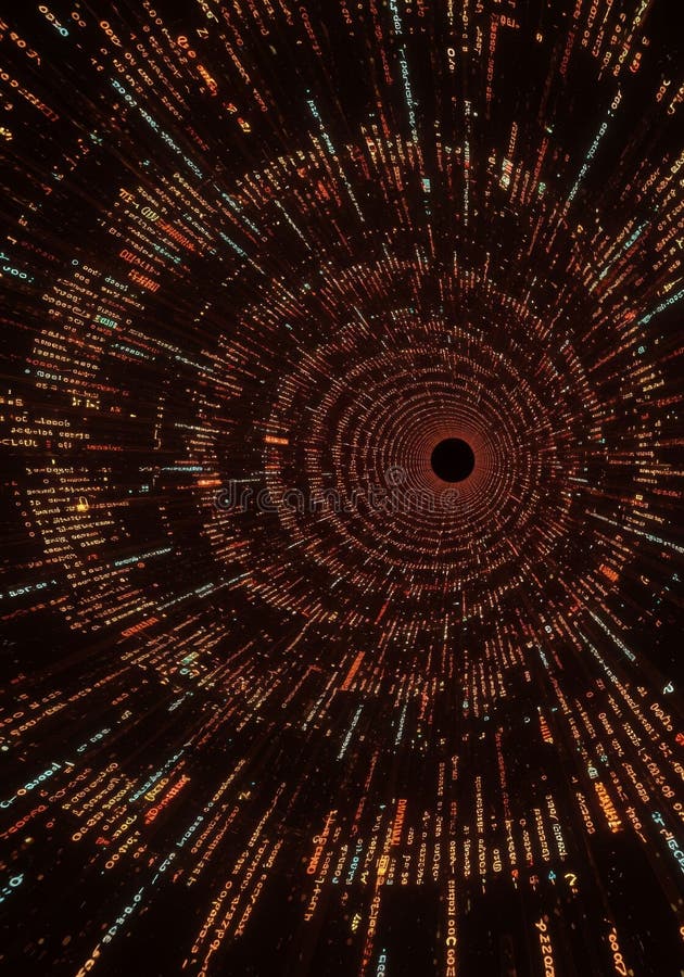 Abstract Cosmic Tunnel with Glowing Particles Stock Illustration ...