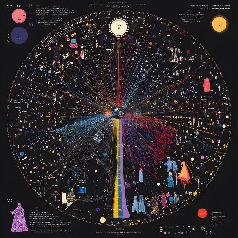 Abstract Cosmic Universe Vibrant Circular Artwork with Interconnected ...