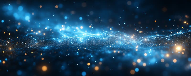 Abstract Cosmic Visualization with Glowing Blue and Orange Particles ...