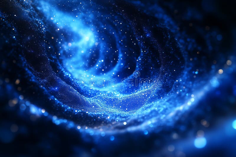Abstract Cosmic Vortex of Glowing Blue Particles Stock Illustration ...