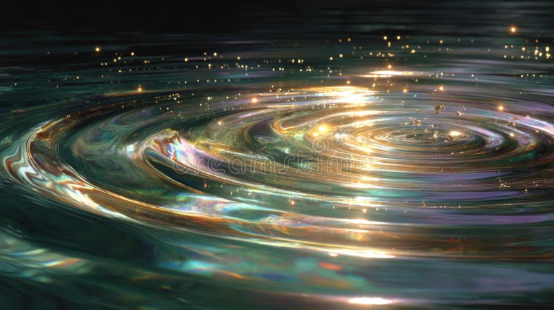 Abstract Cosmic Water Ripples with Golden Light Stock Illustration ...
