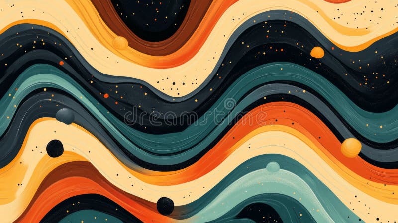 Abstract Cosmic Wave Background with Retro Color Palette Stock ...