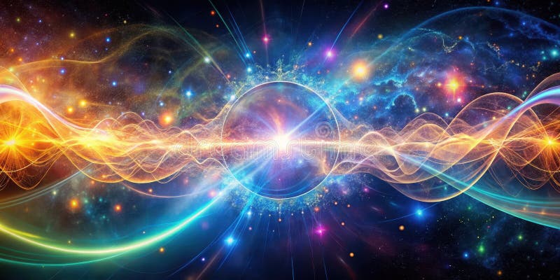 Abstract Cosmic Wave Energy with Glowing Nebula and Celestial Particles ...