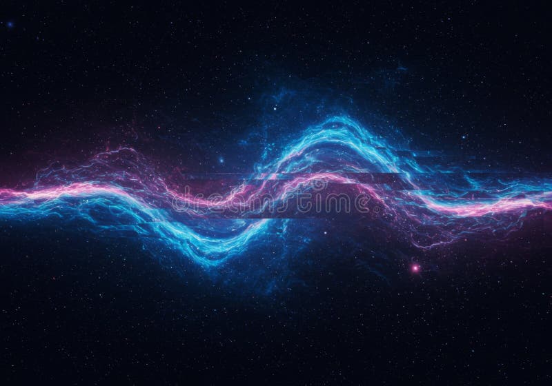 Abstract Cosmic Wave Energy: Pink Blue Glowing Nebula Stock ...