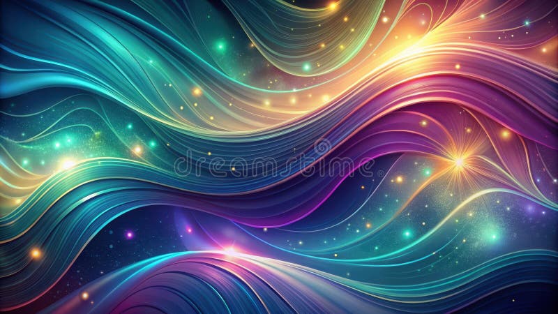 Abstract Cosmic Waveforms an Ethereal Display of Glowing Curvilinear ...