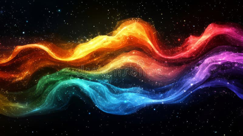 Abstract Cosmic Waves with Rainbow Colors Stock Illustration ...